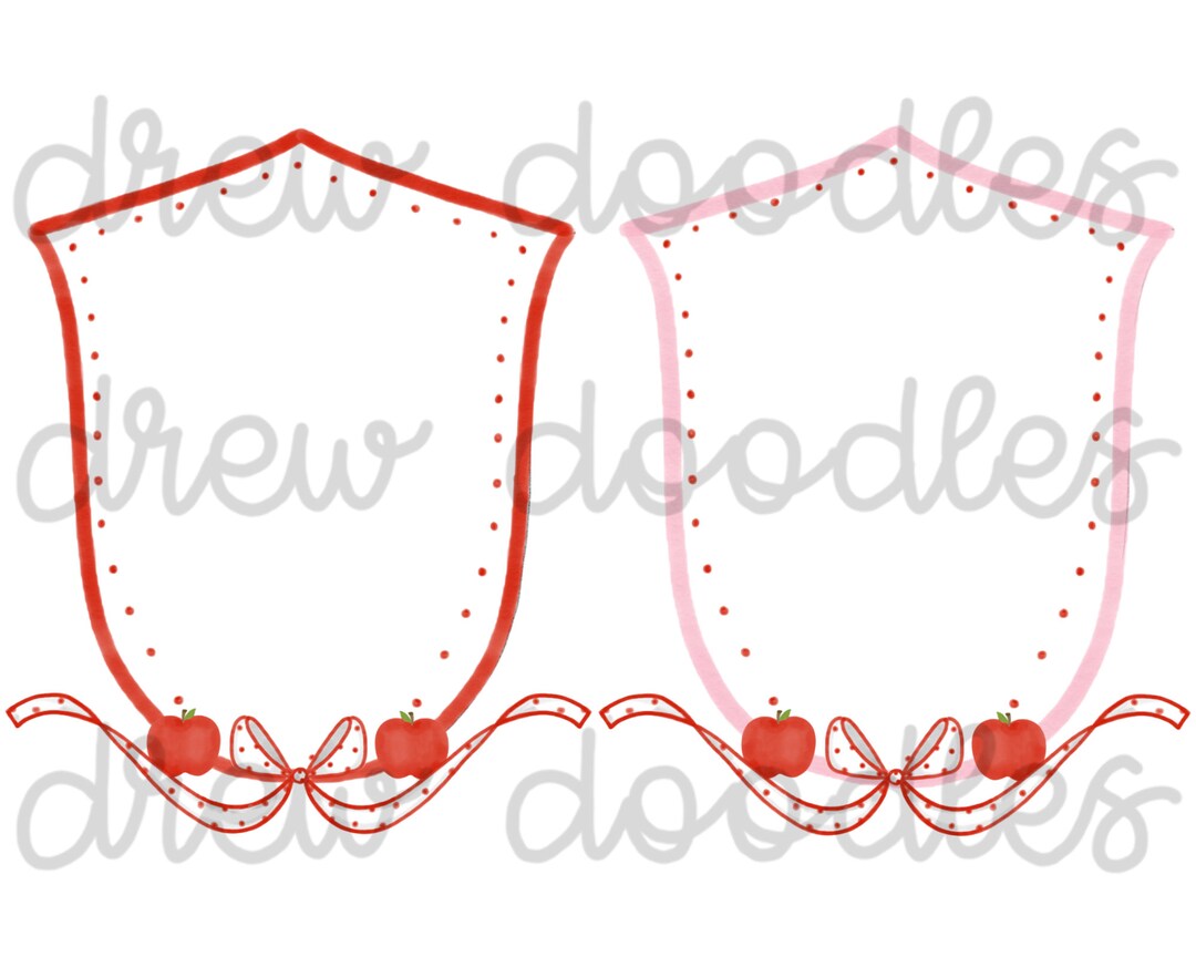 Watercolor Bow Pink and Red Apple Crest Digital Clip Art Set- Instant ...
