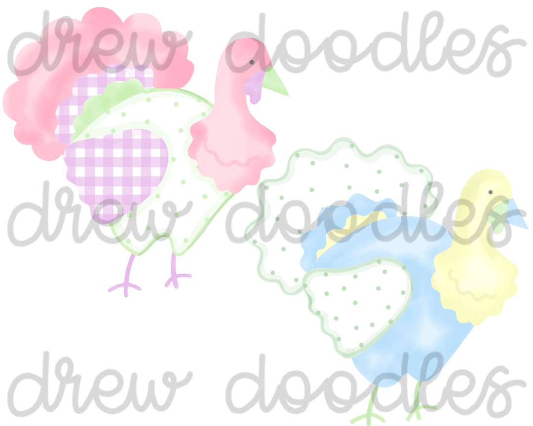 Watercolor Pastel Patterned Thanksgiving Turkey Digital Clip Art Set ...