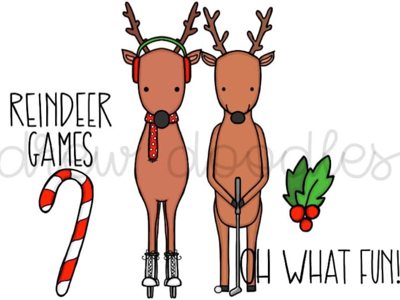 Reindeer Games Digital Clip Art Set Instant Download | Etsy