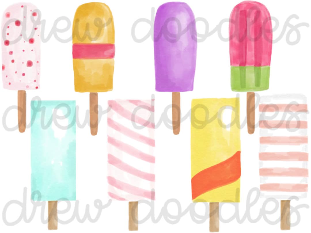 Watercolor Popsicles Digital Clip Art Set- Instant Download - Etsy