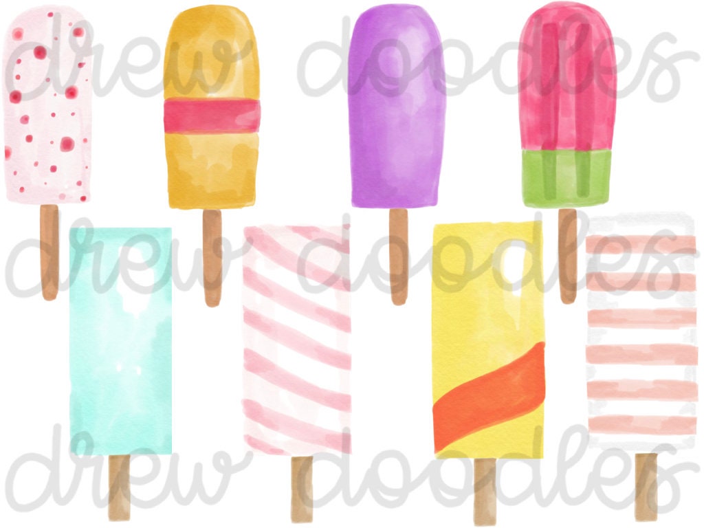 Watercolor Popsicles Digital Clip Art Set Instant Download | Etsy