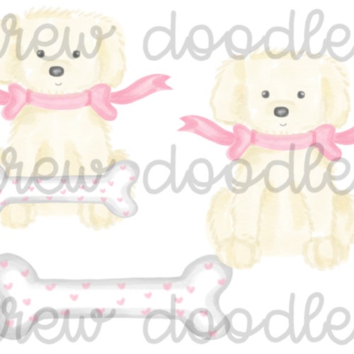 Watercolor Pink Party Dog Heads Digital Clip Art Set Instant - Etsy