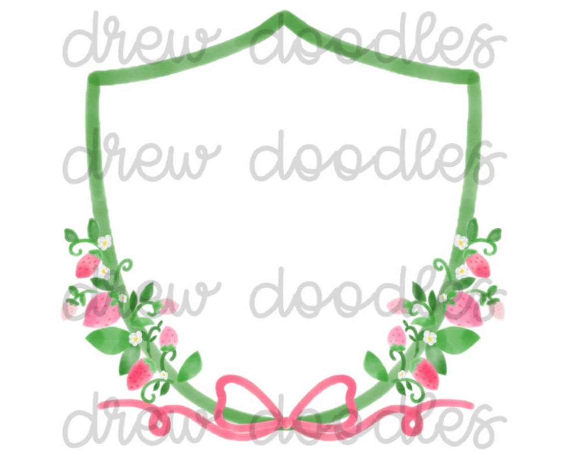 Watercolor Strawberry Crest Digital Clip Art Set- Instant Download - Etsy