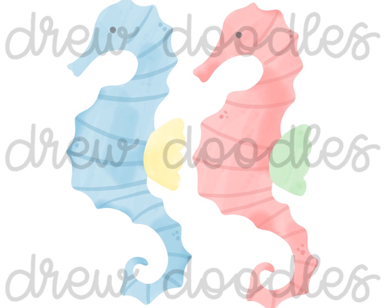 Watercolor Seahorses Digital Clip Art Set Instant Download - Etsy