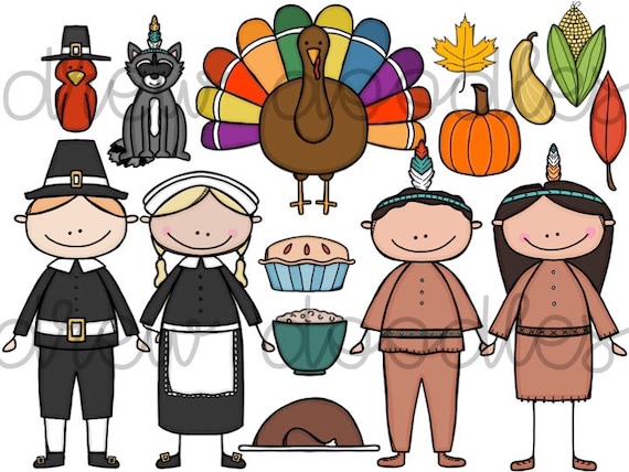 Thanksgiving Friends Digital Clip Art Set | Etsy