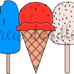 Patriotic Ice Cream Digital Clip Art Set Instant Download - Etsy