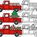Christmas Trucks Digital Clip Art Set- Color and Black Line COMBO ...