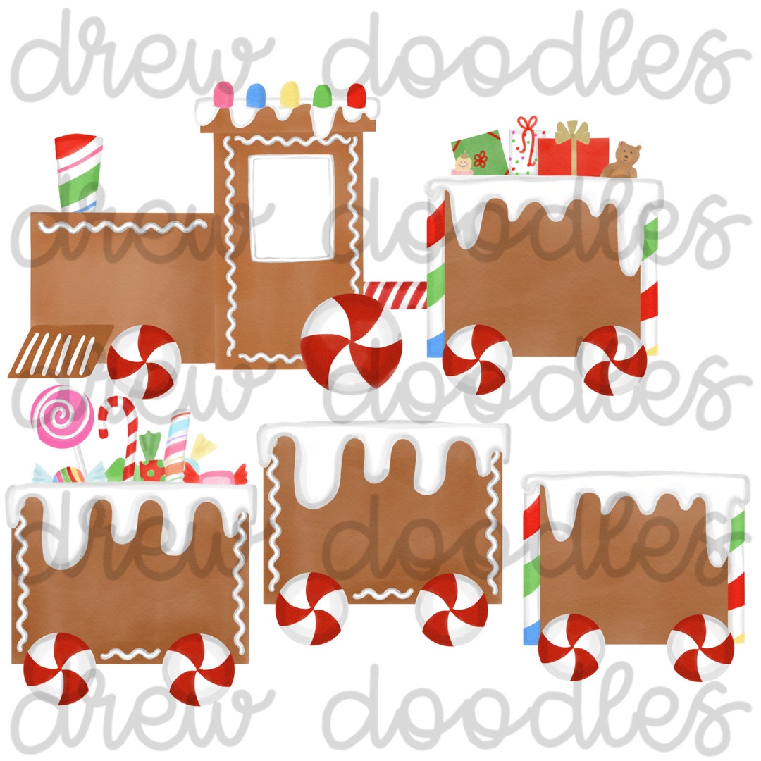 Watercolor Christmas Gingerbread Train Digital Clip Art Set- Instant ...