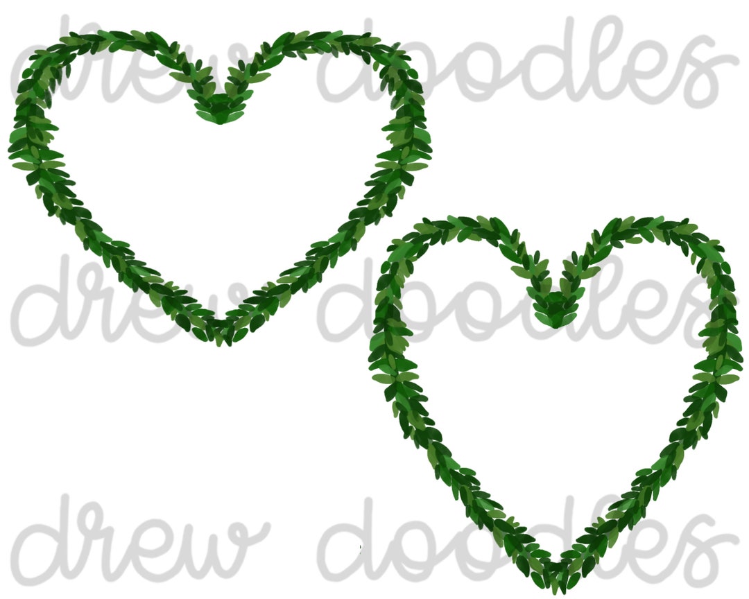 Watercolor Valentine's Day Boxwood Hearts Digital Clip Art Set- Instant ...