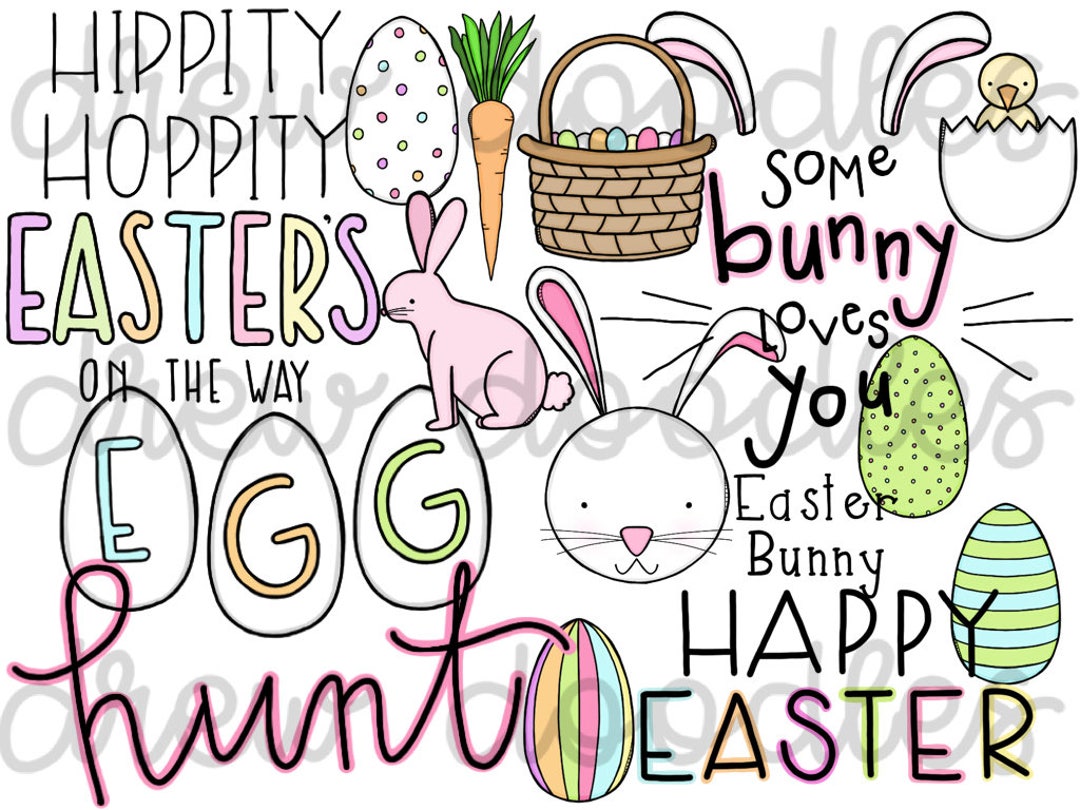 Easter Doodles Digital Clip Art Set- Instant Download - Etsy