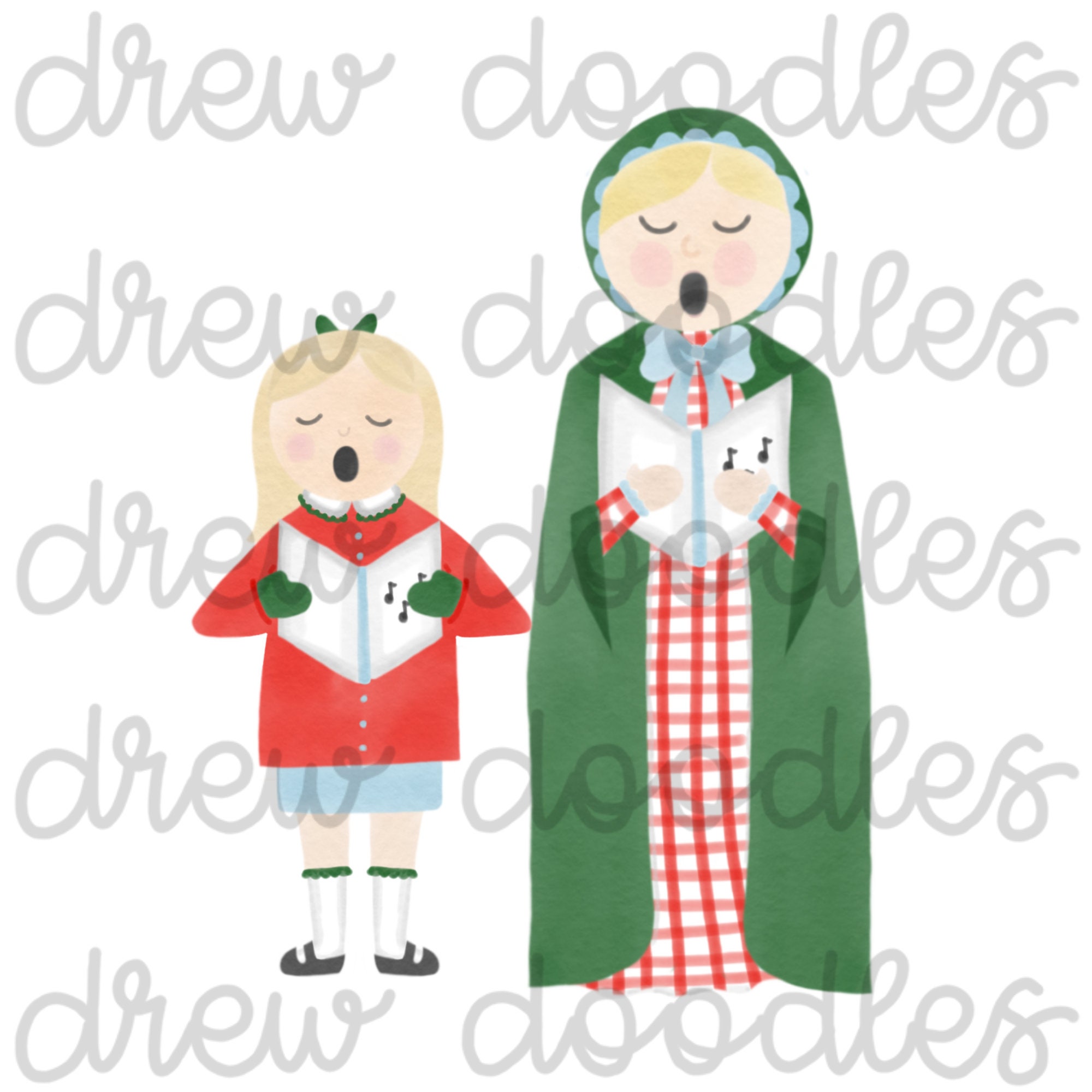Watercolor Vintage Christmas Carolers Digital Clip Art Set - Etsy