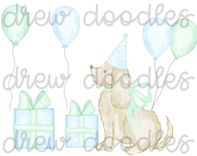 Watercolor Party Dogs Digital Clip Art Set Instant Download - Etsy