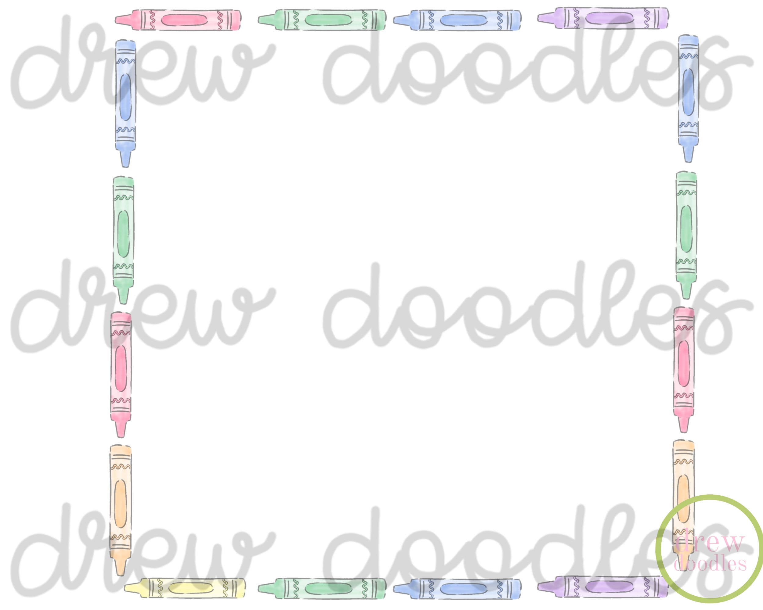 Watercolor Pastel Crayon Frames Digital Clip Art Set Instant - Etsy