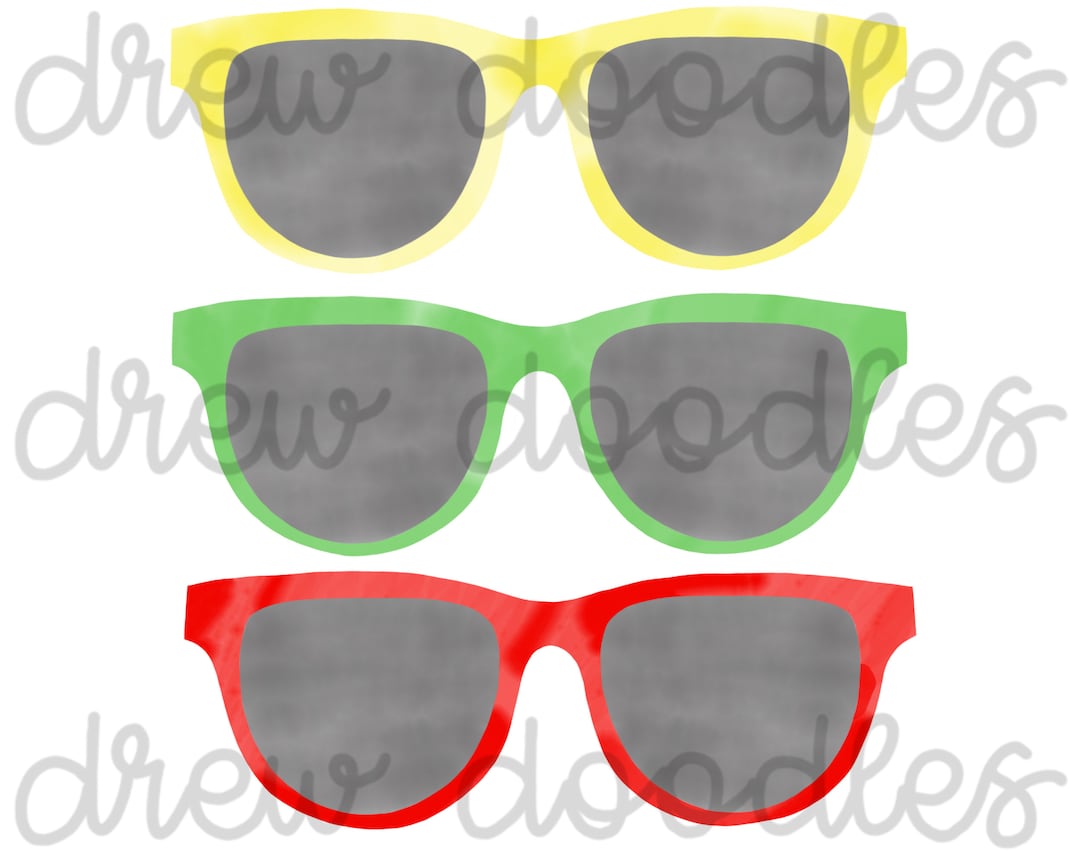 Watercolor Bright Sunglasses Digital Clip Art Set- Instant Download - Etsy