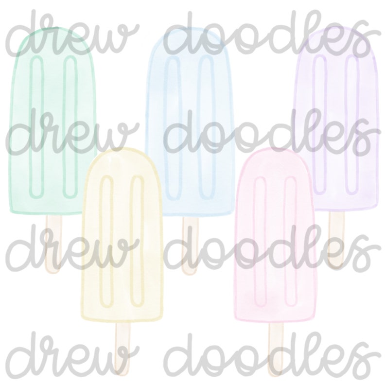 Watercolor Pastel Popsicles Digital Clip Art Set Instant - Etsy