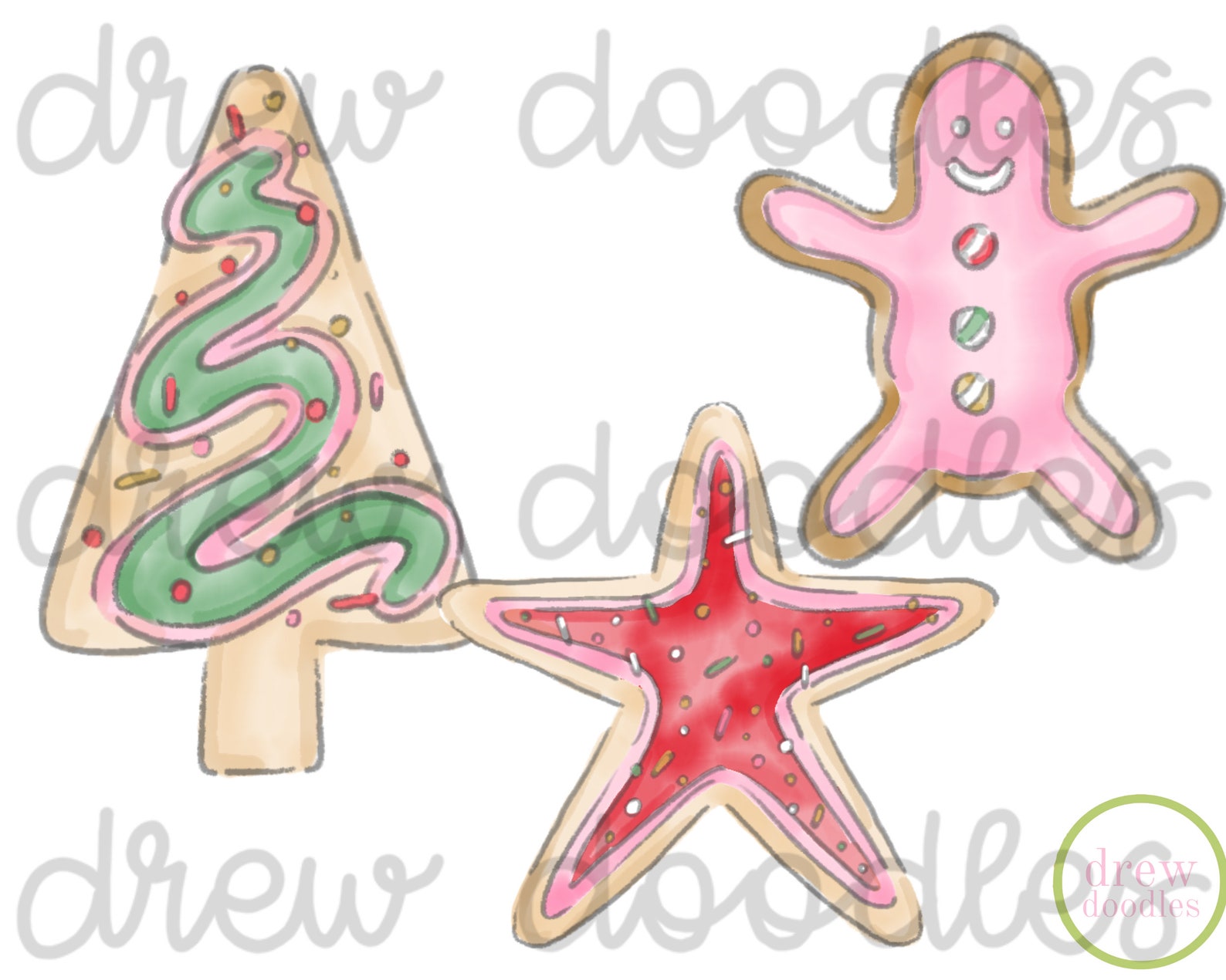 Watercolor Christmas Cookies Baking Set 2 Digital Clip Art Set- Instant ...
