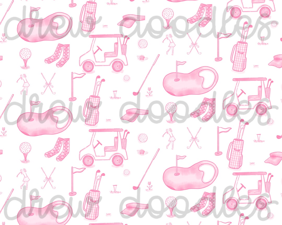 Watercolor Pink Golf Toile Print Digital Papers Backgrounds 4x6 an 5x7 ...