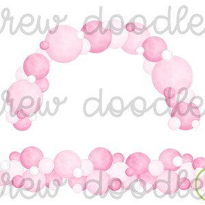 Watercolor Pink Balloon Garlands and Arch Digital Clip Art Set- Instant ...