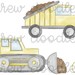 Watercolor Construction Trucks With Outline Digital Clip Art Set ...
