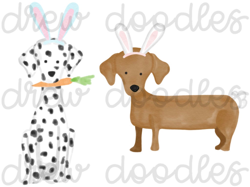 Watercolor Easter Dogs Digital Clip Art Set Instant Download - Etsy