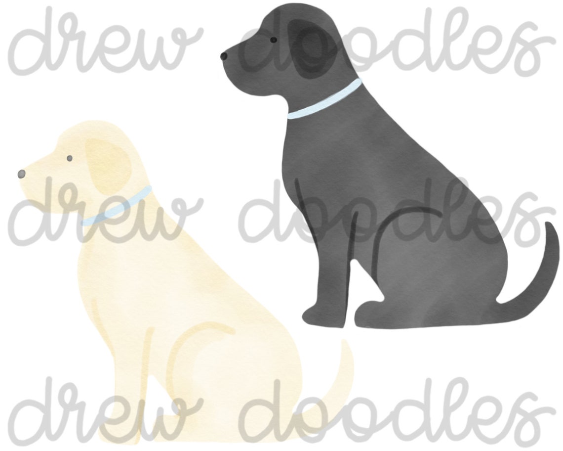 Watercolor Blue Collar Labrador Dog Digital Clip Art Set - Etsy