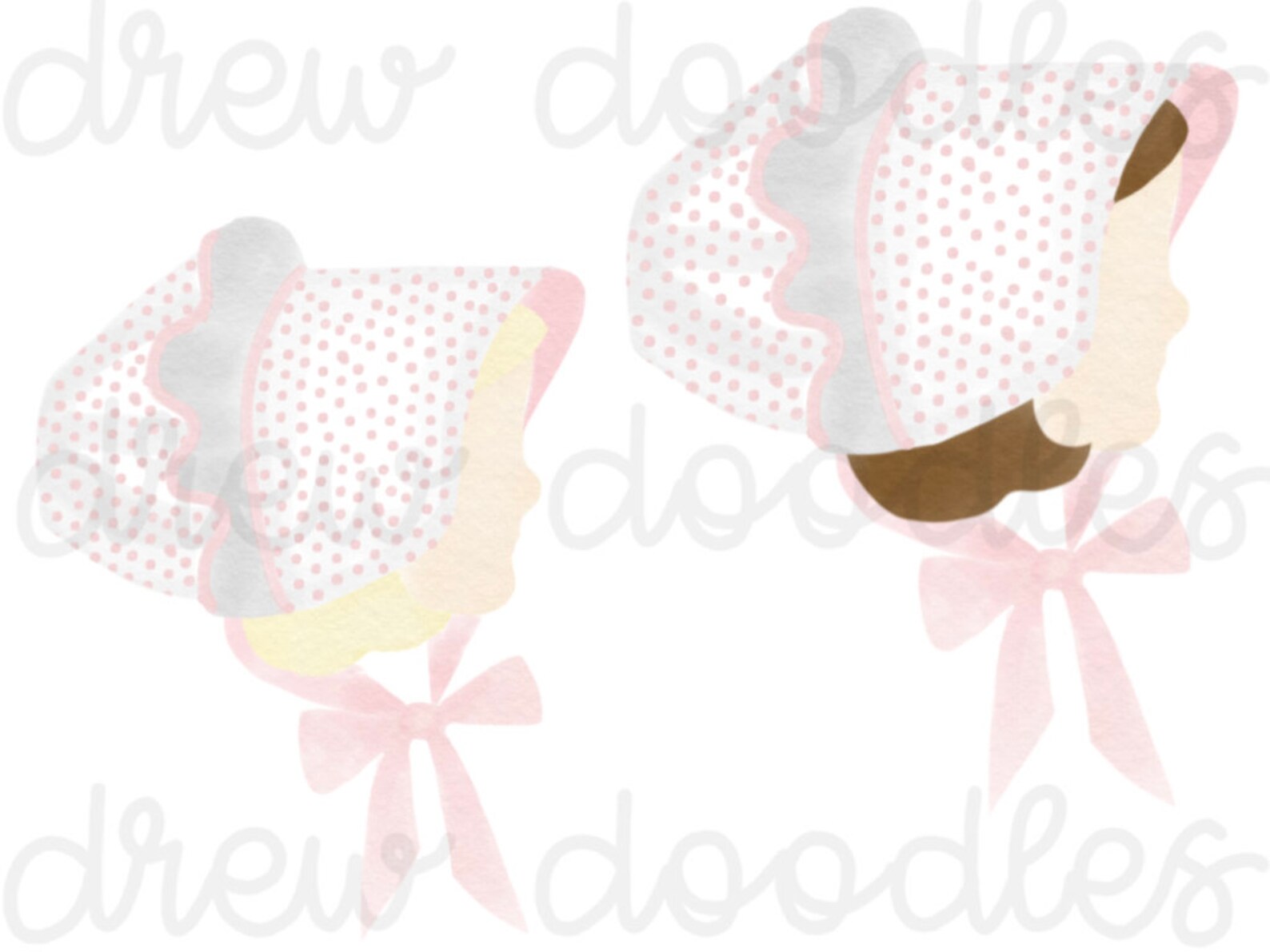 Watercolor Baby Girl Bonnet Profiles Digital Clip Art Set - Etsy
