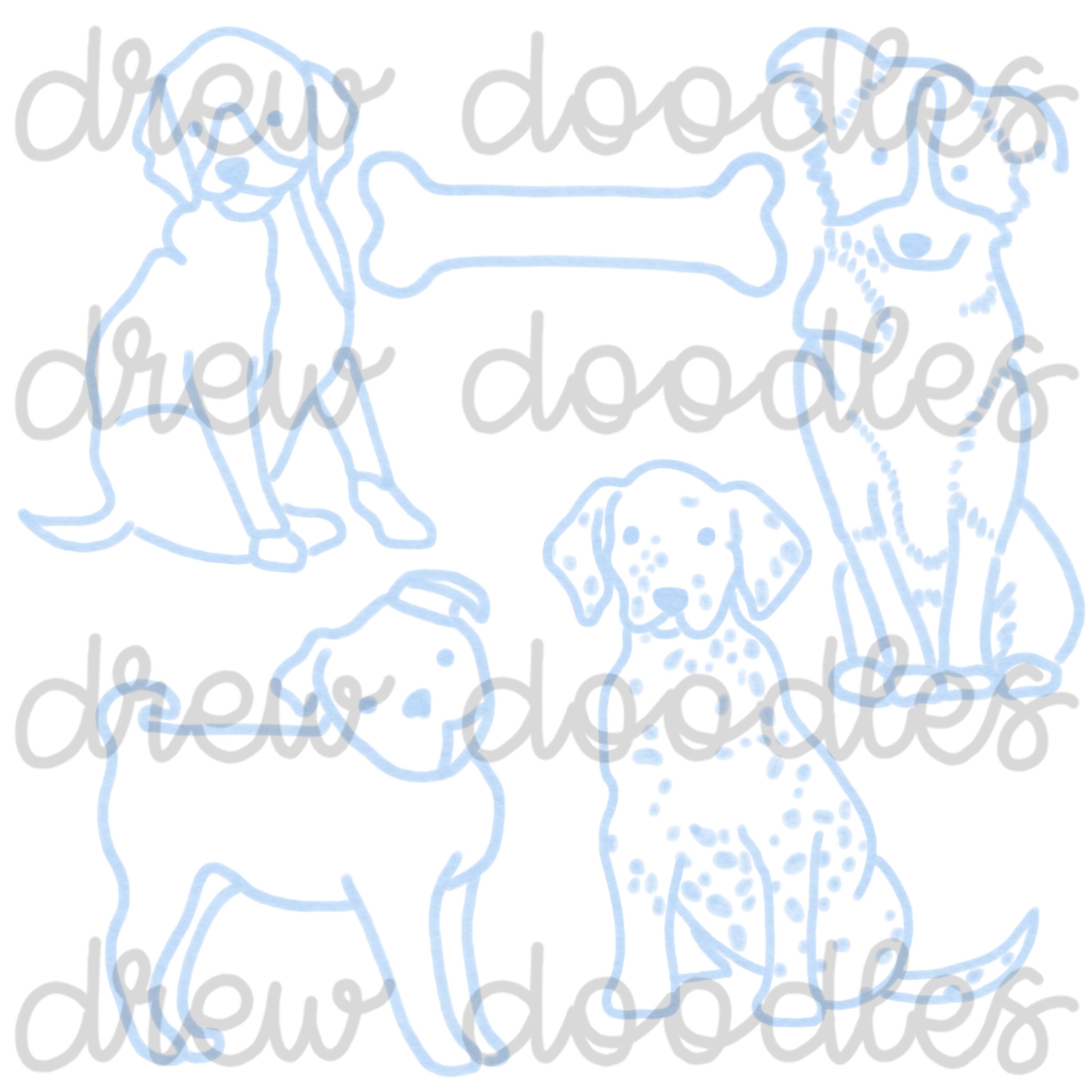 Kids' Crafts Instant Download Watercolor Blue Outline Blue Watercolor ...