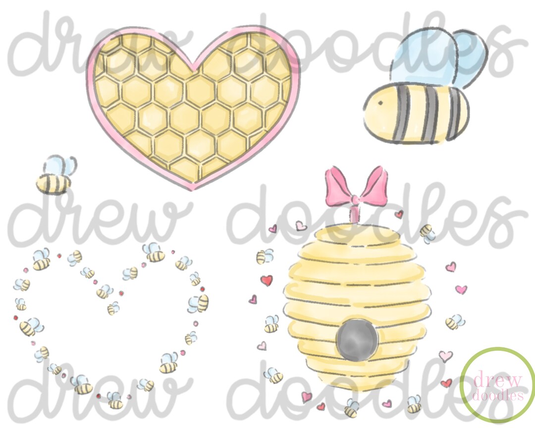 Watercolor Valentine's Day Bee Mine Digital Clip Art Set- Instant ...