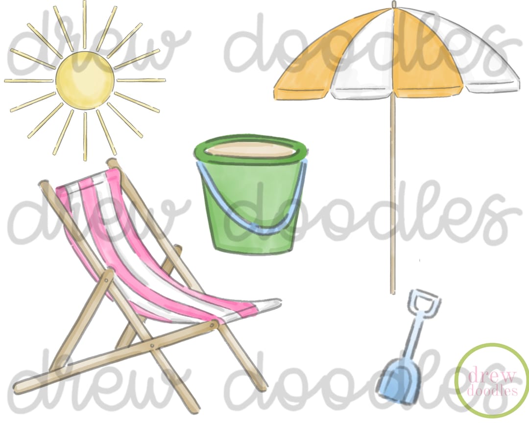 Watercolor Beach Digital Clip Art Set- Instant Download - Etsy