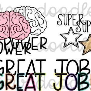 Positive Messages Doodles Digital Clip Art Set Color and - Etsy
