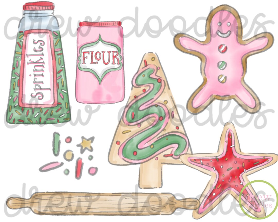Watercolor Christmas Cookies Baking Set 2 Digital Clip Art Set- Instant ...