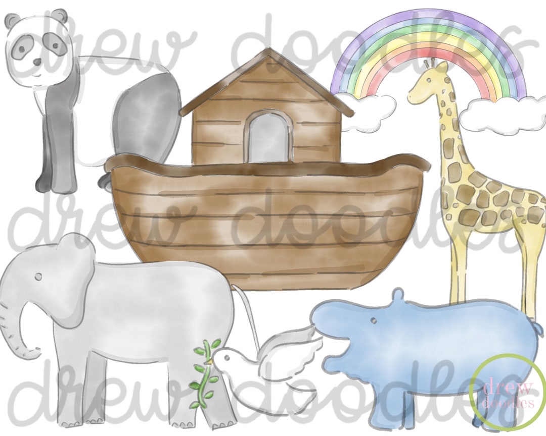 Watercolor Noah's Ark Digital Clip Art Set- Instant Download - Etsy