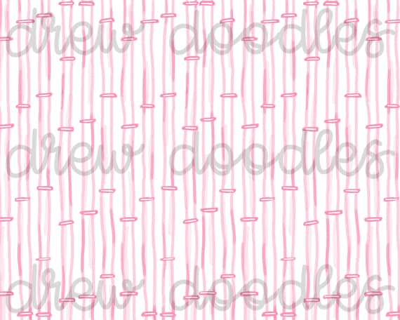 Watercolor Pink Bamboo Print Pattern Digital Papers | Etsy