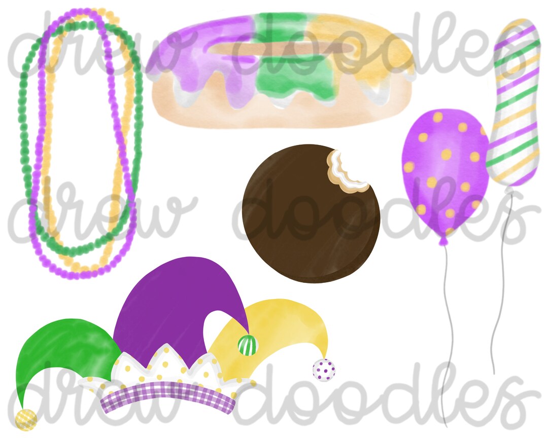 Watercolor Mardi Gras Digital Clip Art Set- Instant Download - Etsy