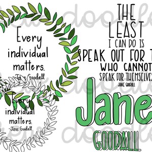 Jane Goodall Digital Clip Art Set Color and Black Line COMBO - Etsy