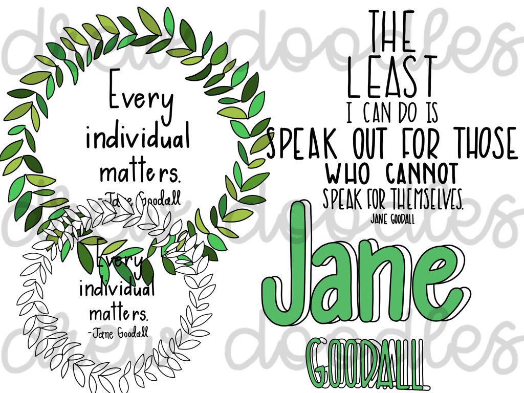 Jane Goodall Digital Clip Art Set Color y Línea Negra COMBO | Etsy España
