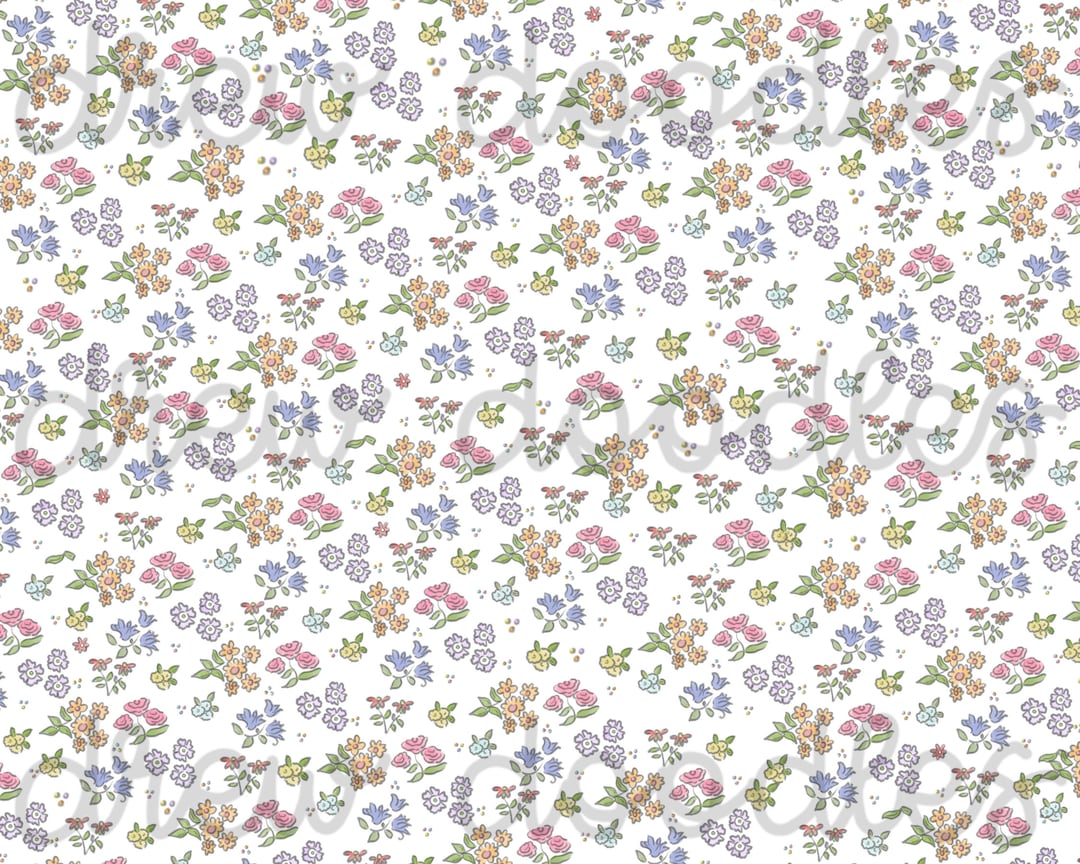 Watercolor Spring Ditsy Floral Print Digital Papers Backgrounds 4x6 an ...