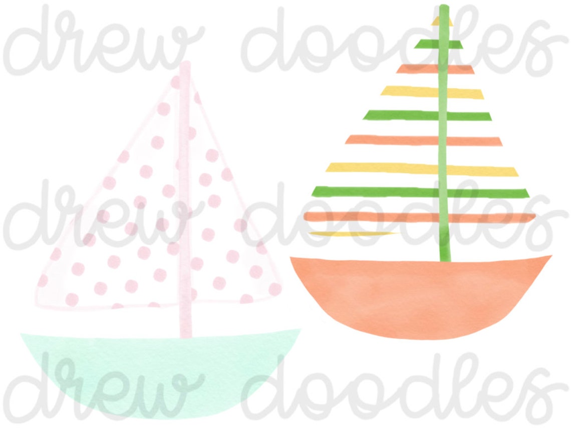 Watercolor Sailboats Set 2 Digital Clip Art Set Instant - Etsy