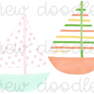 Watercolor Sailboats Set 2 Digital Clip Art Set- Instant Download - Etsy