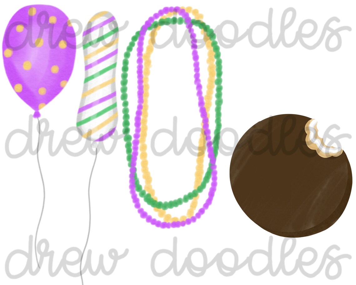 Watercolor Mardi Gras Digital Clip Art Set- Instant Download - Etsy