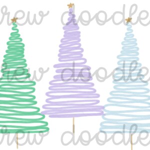 Watercolor Rainbow Christmas Trees- Digital Clip Art Set- Instant ...