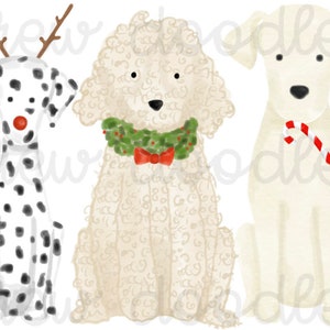Watercolor Christmas Dogs Digital Clip Art Set- Instant Download - Etsy