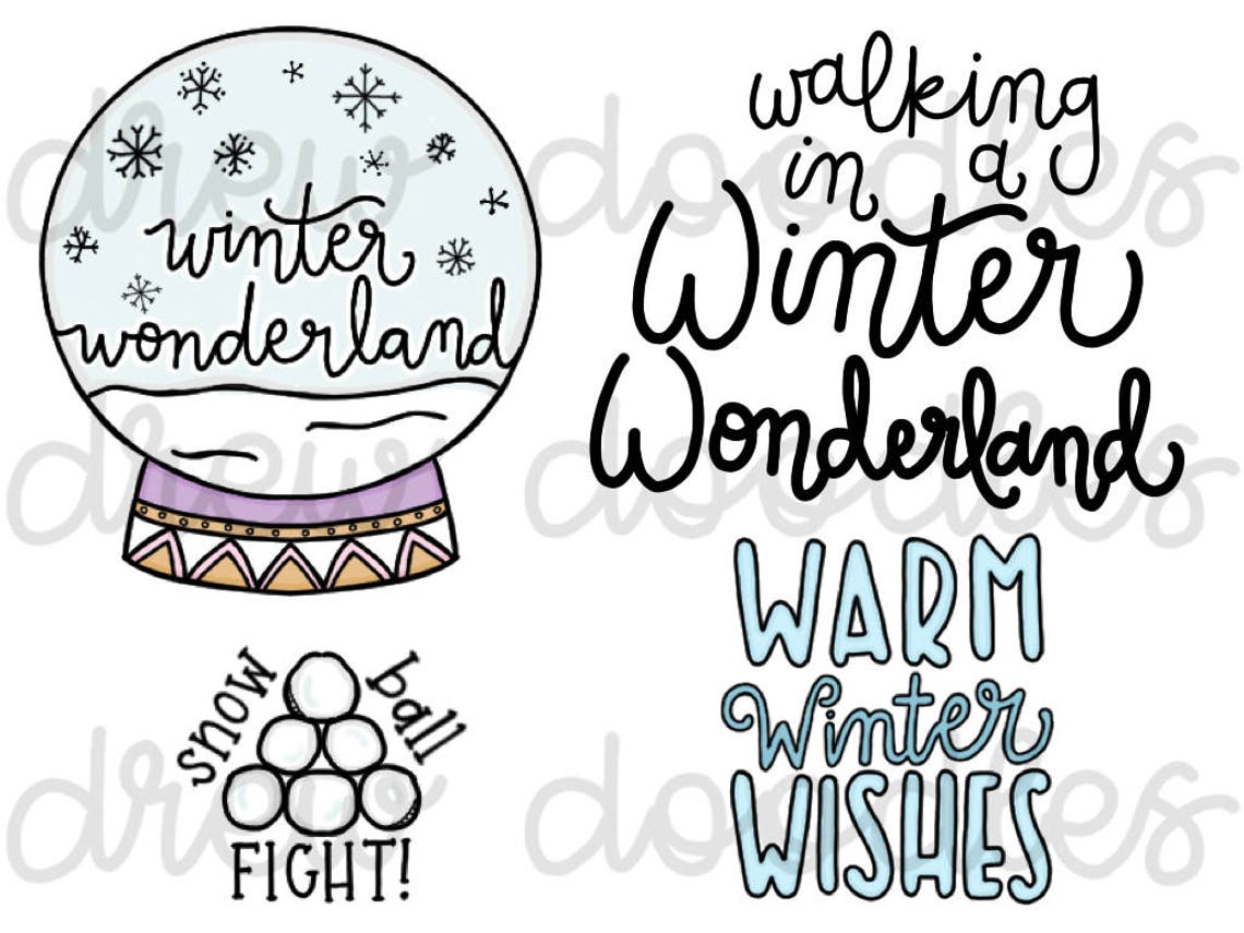 Snow Doodles Digital Clip Art Set Instant Download - Etsy