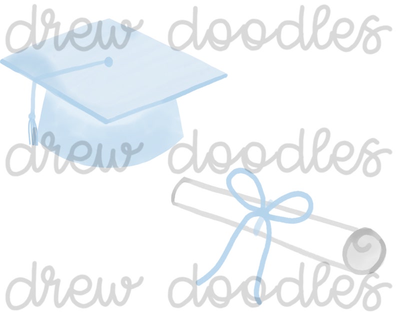 Watercolor Blue Graduation Cap and Gown Digital Clip Art Set - Etsy