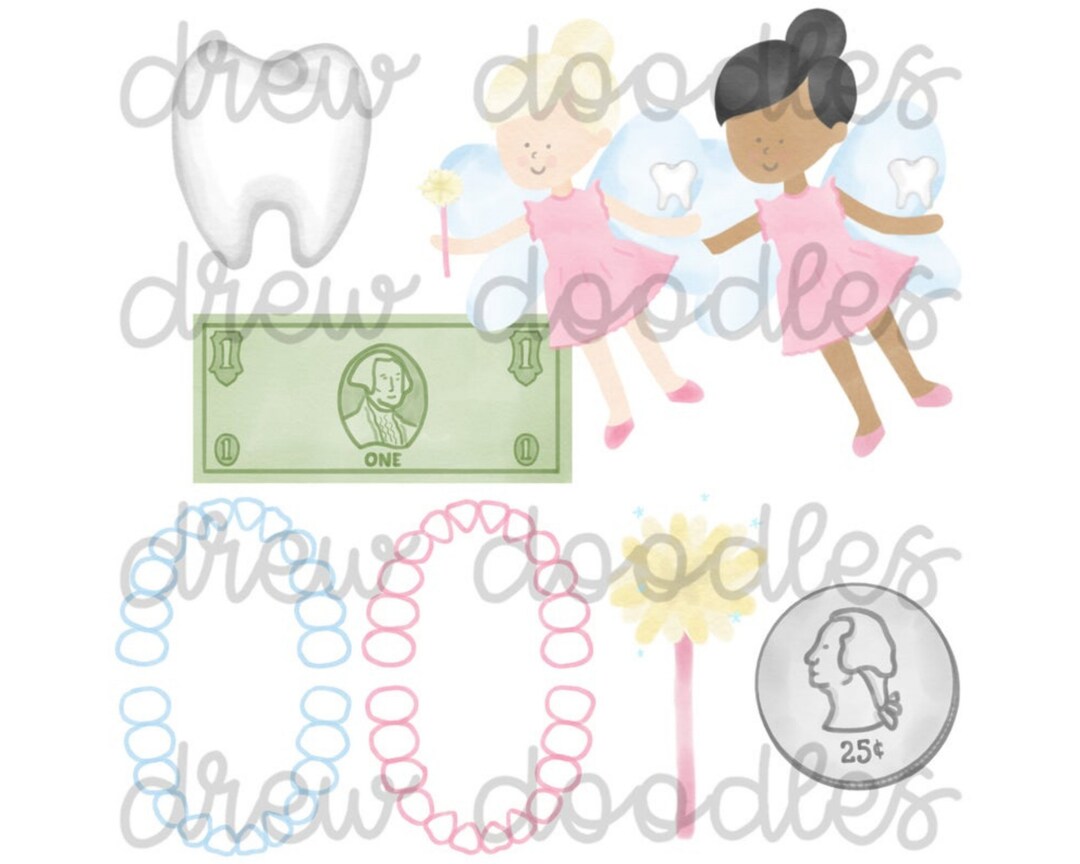Watercolor Tooth Fairy Digital Clip Art Set- Instant Download - Etsy