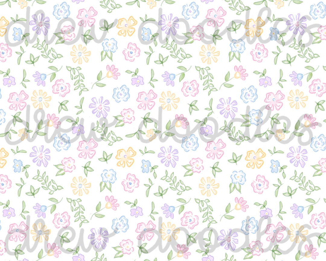Watercolor Multicolored Ditsy Floral Pattern Print Digital Papers ...