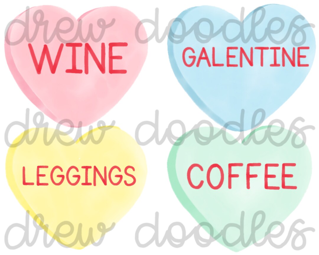 Watercolor Valentine's Day Galentine's Conversation Hearts Candy Hearts ...
