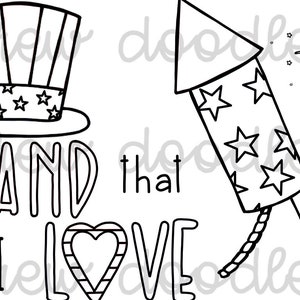 Patriotic Doodles Digital Clip Art Set Black Line Version Instant ...