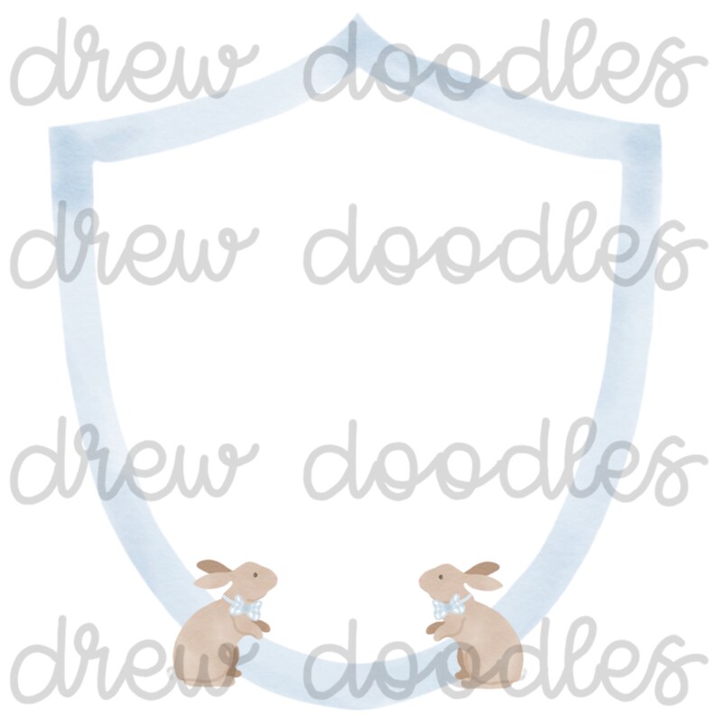 Easter Bunny Rabbit Blue Gingham Bow Crest Digital Clip Art | Etsy