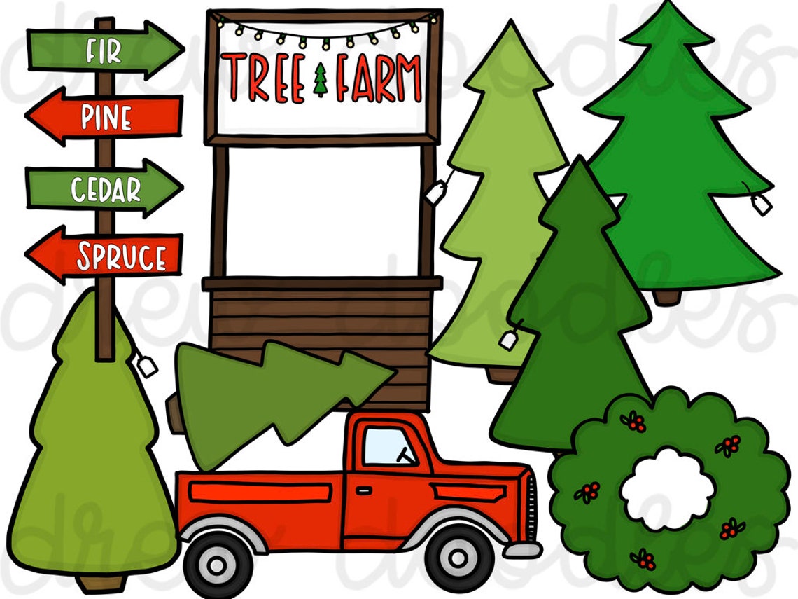 Christmas Tree Farm Digital Clip Art Set Instant Download - Etsy